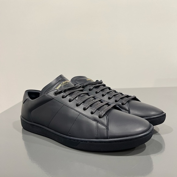Yves Saint Laurent | Shoes | Ysl Saint Laurent Sl Low Top Navy Leather Sneakers Mens 43 Us Size ...